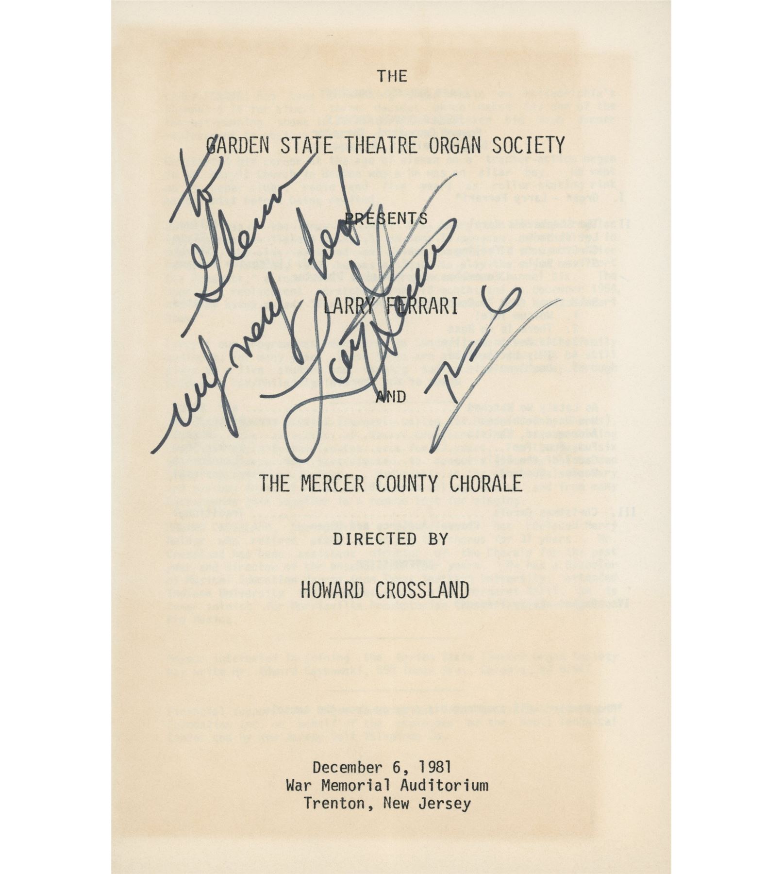 Larry Ferrari signed program