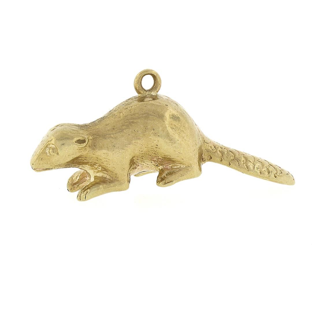 Vintage Birks 10K Yellow Gold 3D Beaver Detailed Textured Finish Charm ...