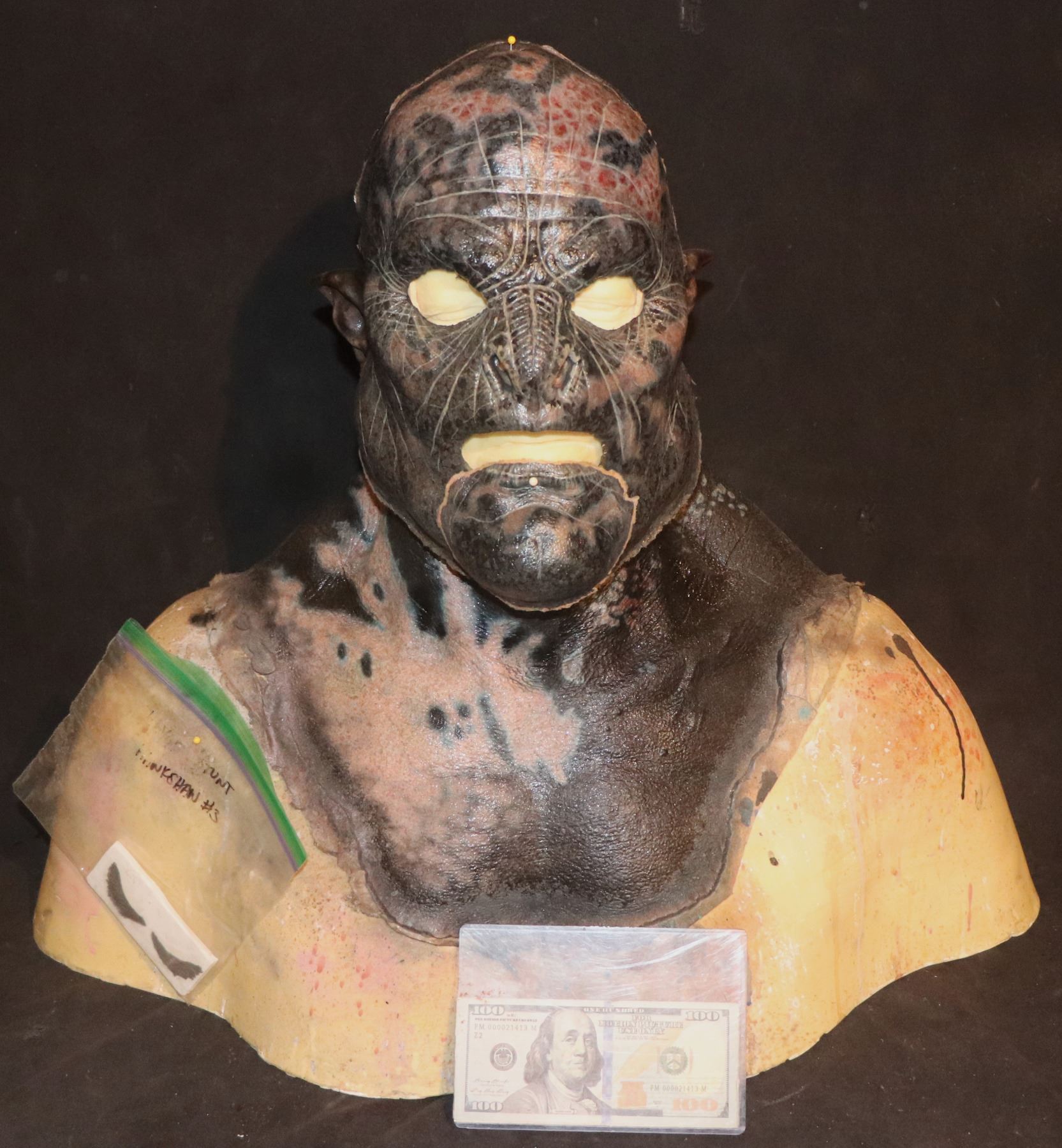 ORC ALIEN DEMON COWL AND FACIAL APPLIANCES ON LIFE CAST BUST A