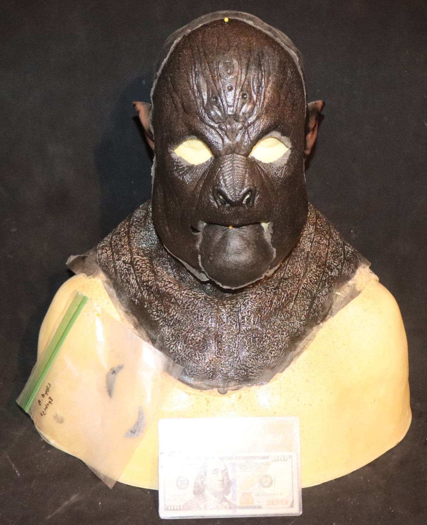 ORC ALIEN DEMON COWL AND FACIAL APPLIANCES ON LIFE CAST BUST B