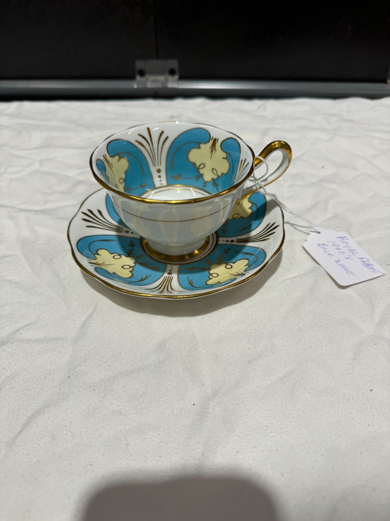Royal Albert blue wave cup and saucer 1940s