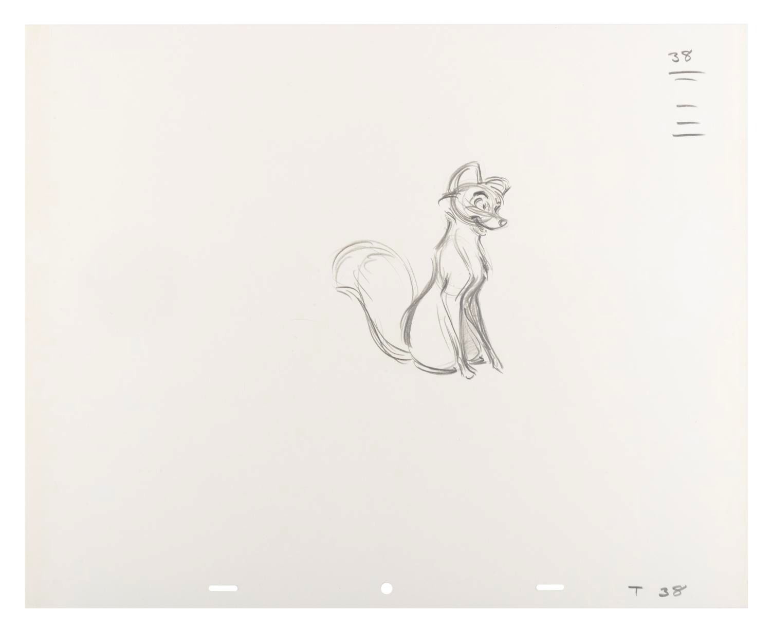 A "Fox and the Hound" Tod Drawing Signed by Michael Cedeno.