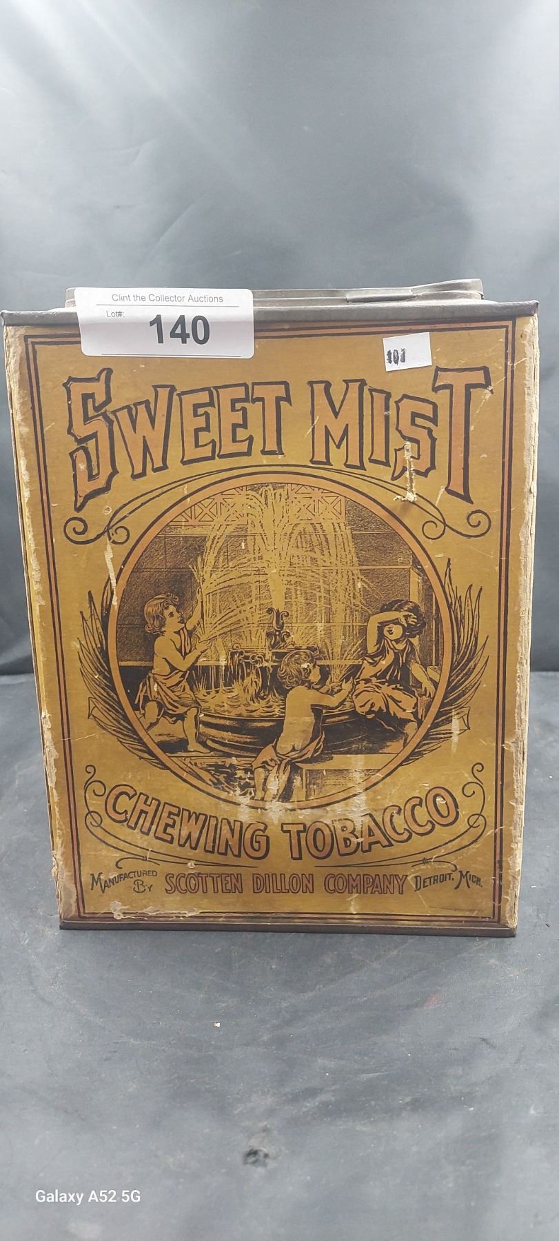 Vintage Sweet Mist chewing tobacco humidor 10" tall