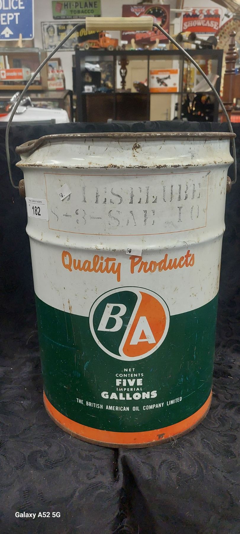 Vintage B/A 5 gallon oil pail