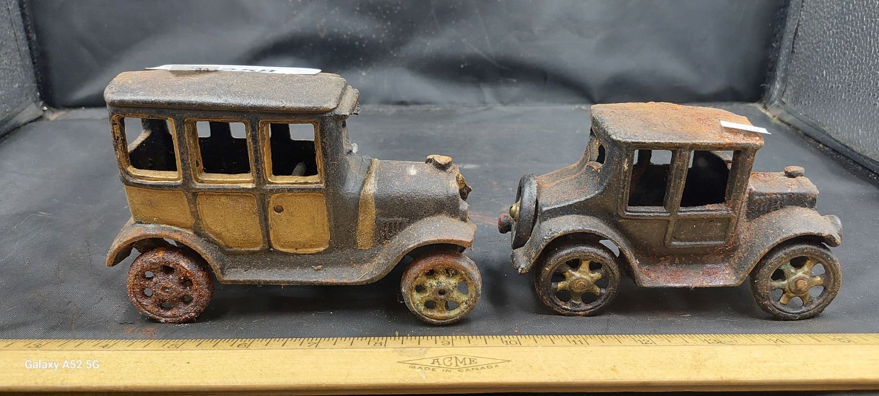 Pair of vintage cast iron cars