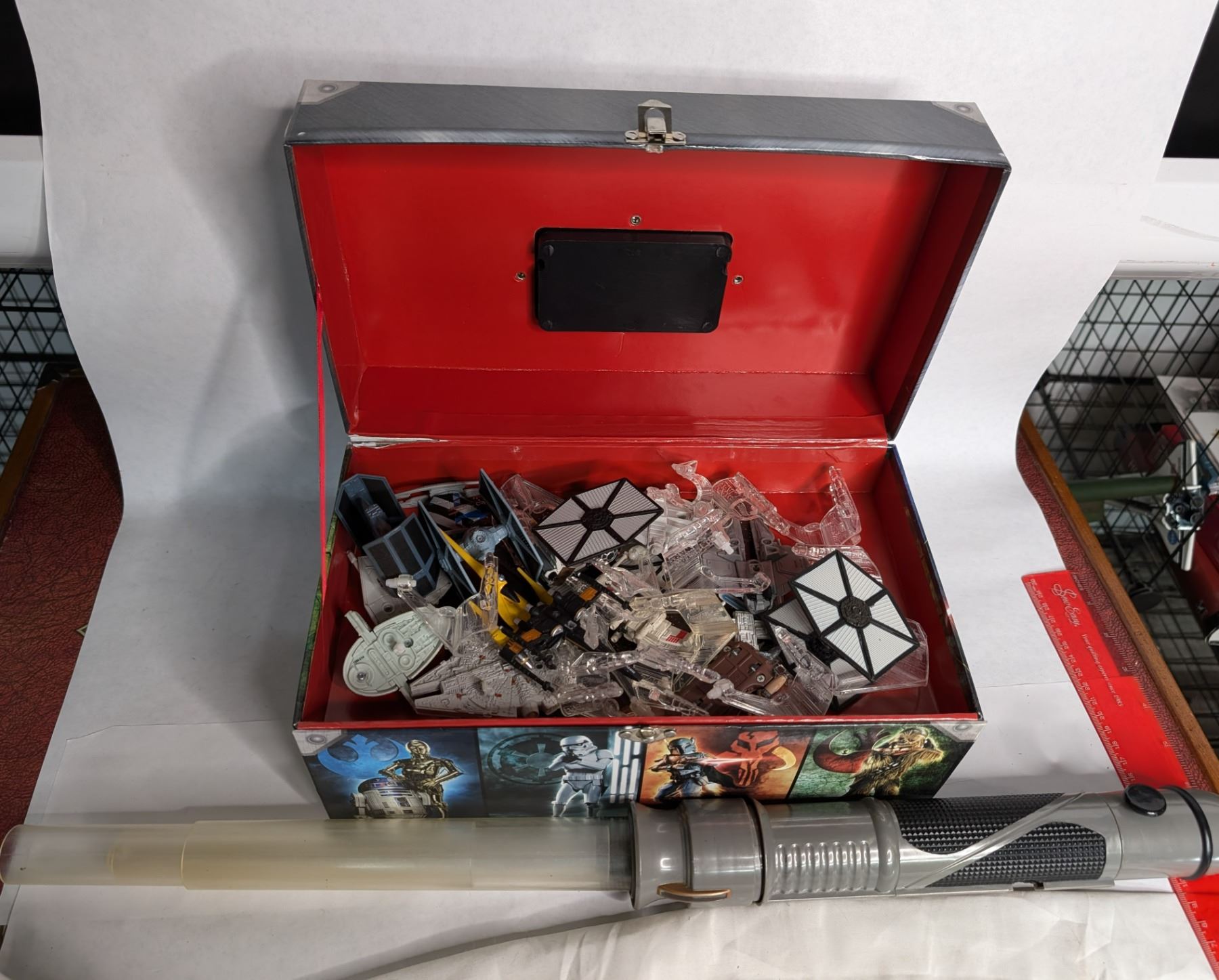 Star Wars Box of Model Miniatures and a Light Sabre