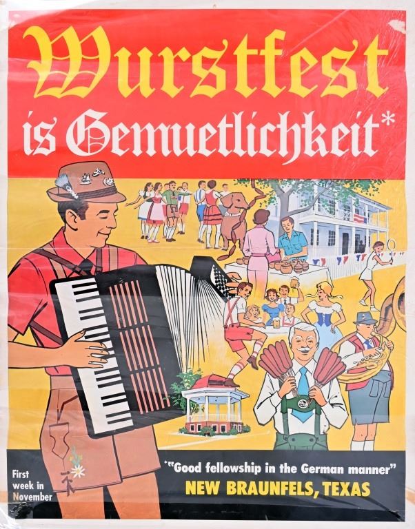Vintage Wurstfest Poster New Braunfels Texas
