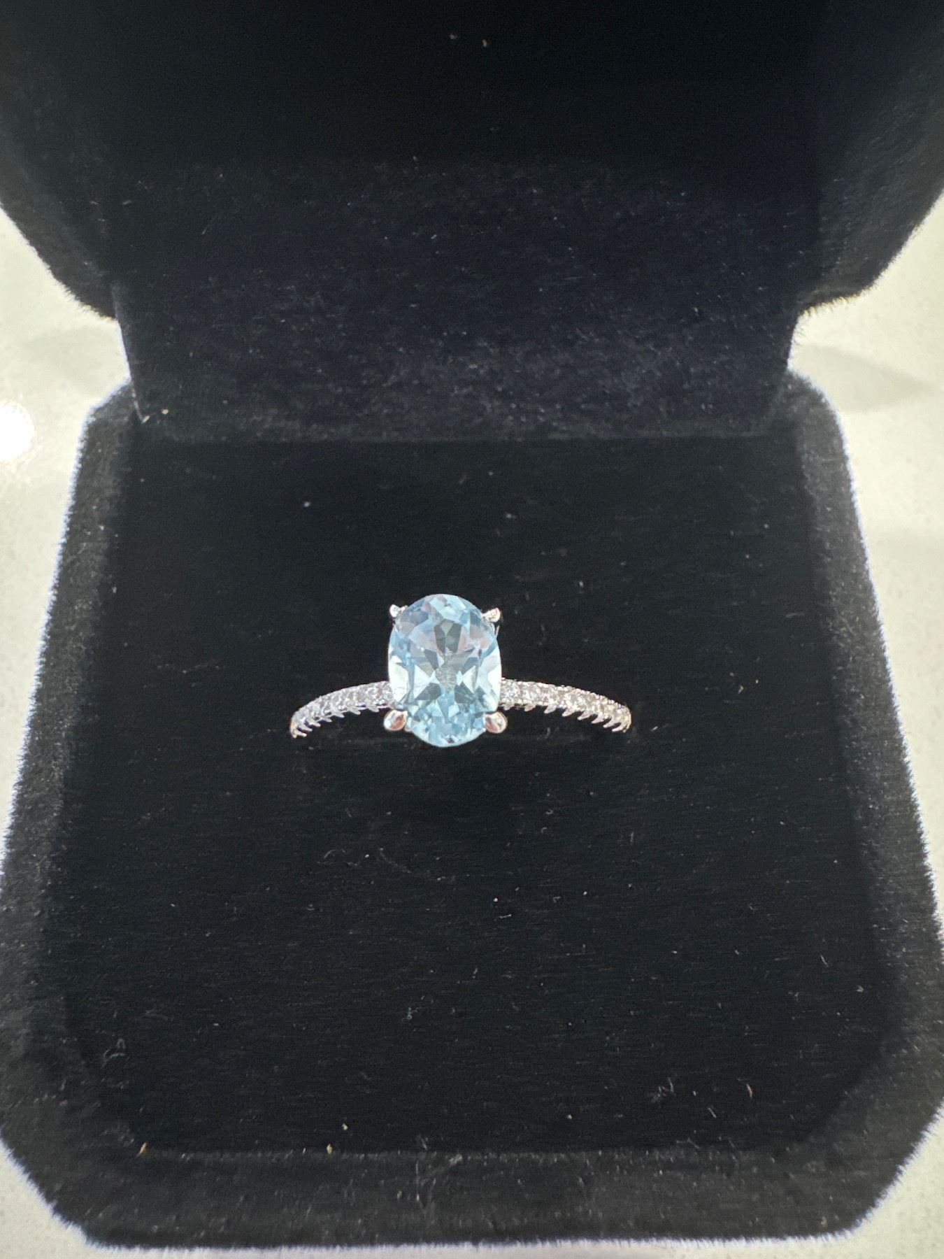 New Sterling Silver 1CT Topaz Swiss Blue Topaz Channel Ring resizable ...