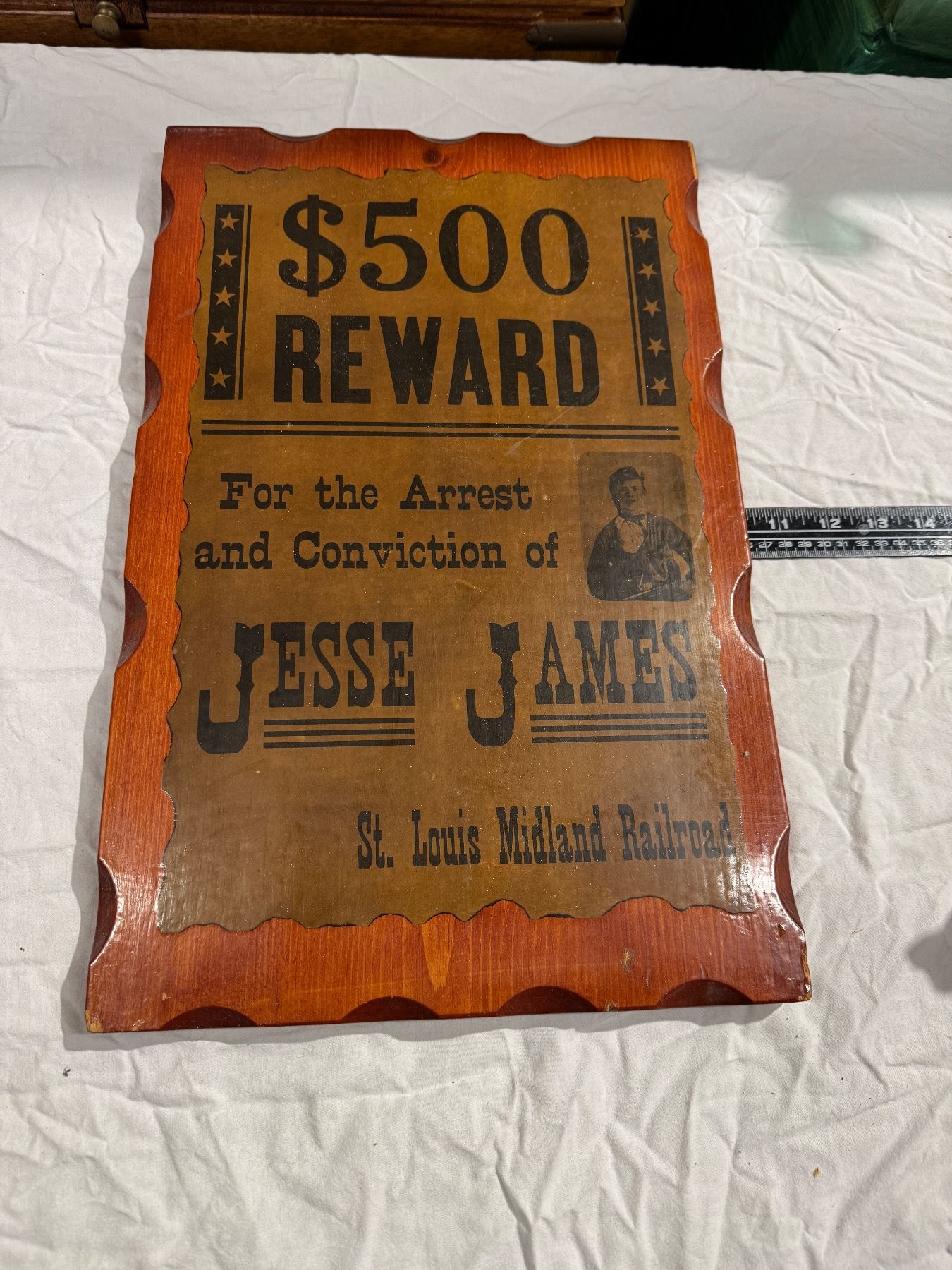 Jesse James $500 reward decor sign