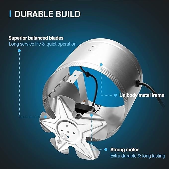 Ipower 6 Inch 240 Cfm Inline Duct Booster Fan Extractor Exhaust And ...
