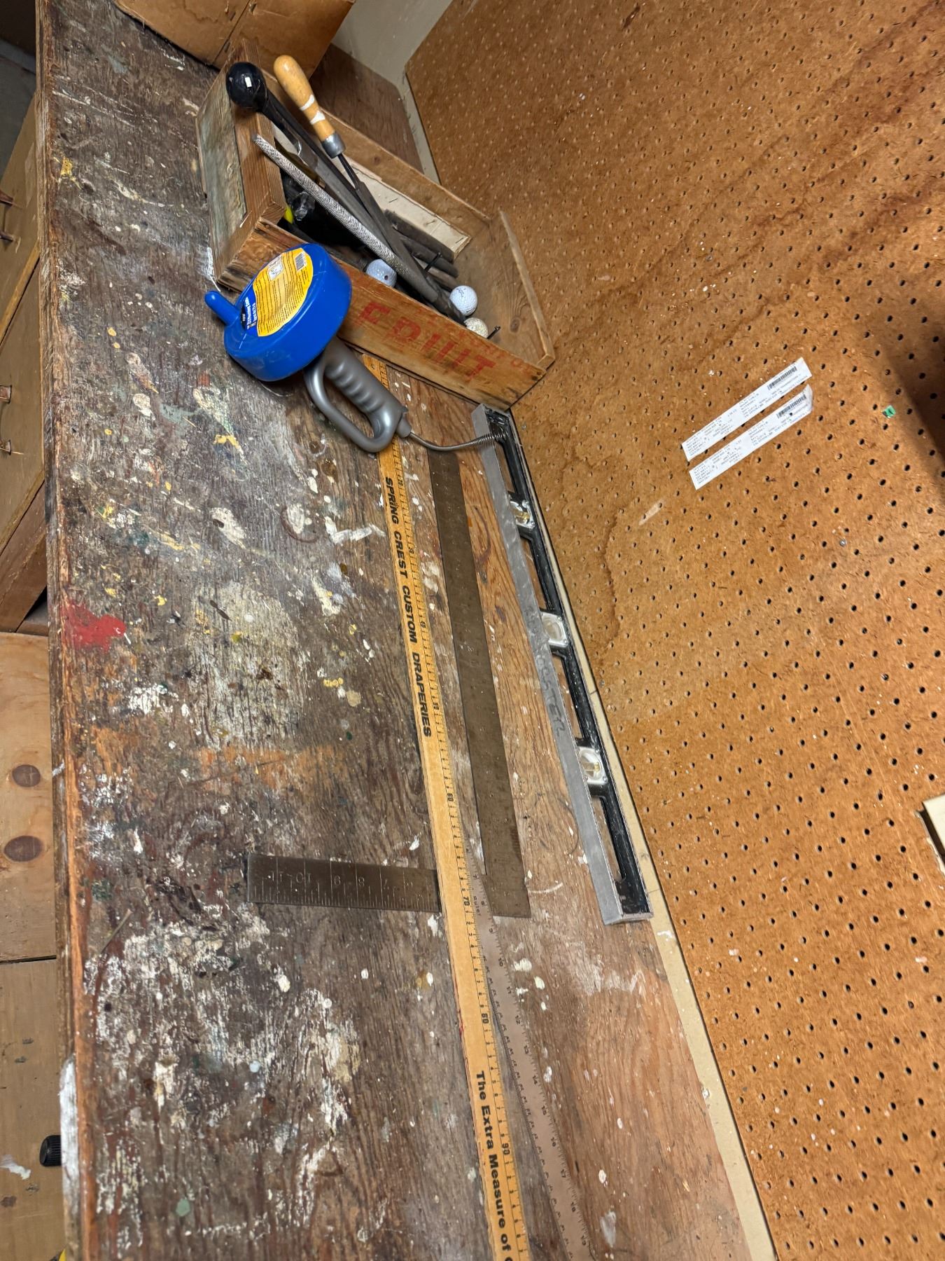 Assorted files, drillbit levels, ruler, plumbing, snake