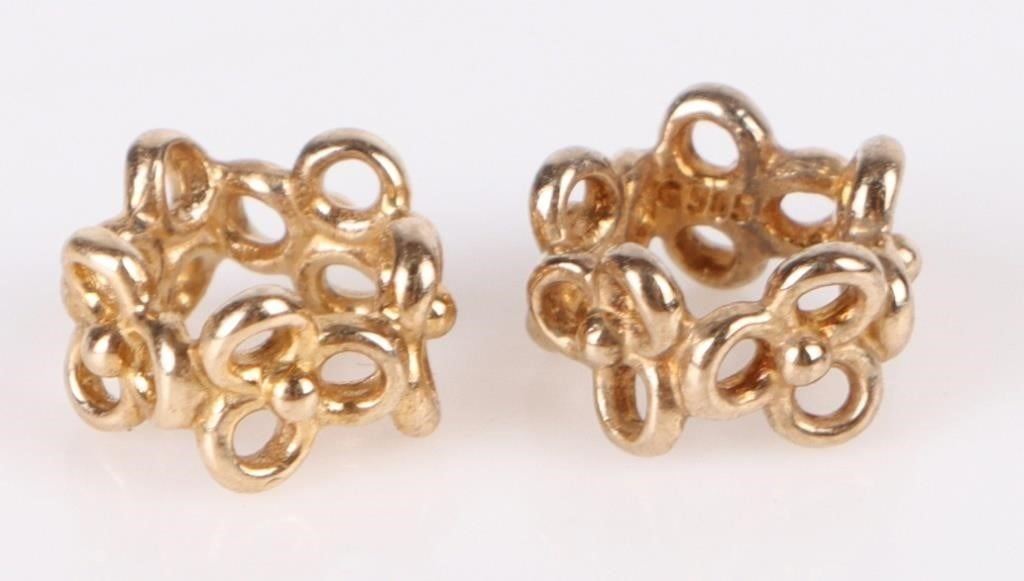 PANDORA 14K YELLOW GOLD TRINITY FLOWER SPACERS-(2)