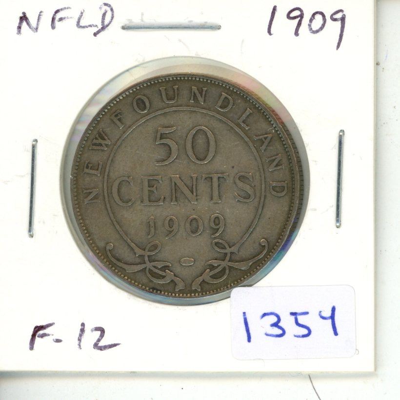 Newfoundland. 1909 Silver 50 Cents. The last Silver 50 Cents minted for King Edward VII. F-12 ...