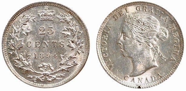 1894 25¢ ICCS Choice Mint State-64. A visibly pristine example full white and lustrous.