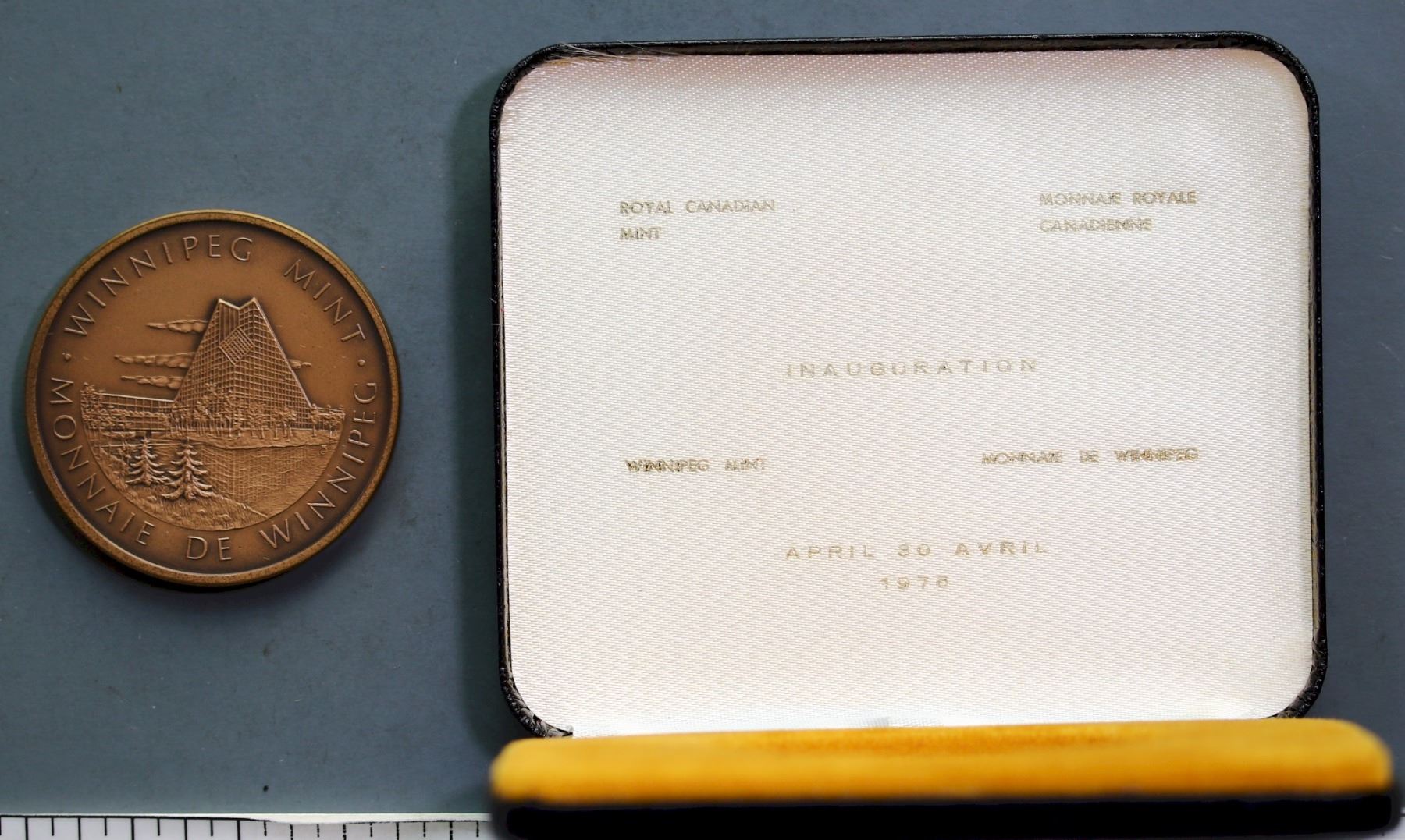 Medal; Original Winnipeg Royal Canadian Mint 1976 Inauguration Bronze ...