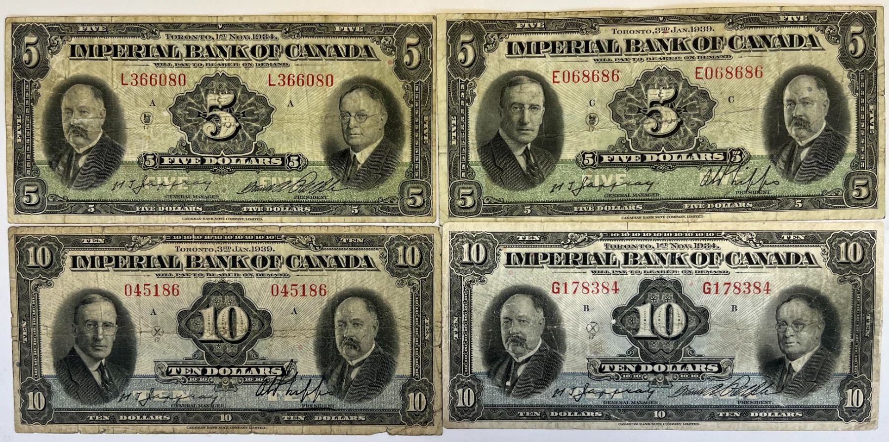 Chartered Banknote Lot; Imperial Bank of Canada Mixed denominations ...