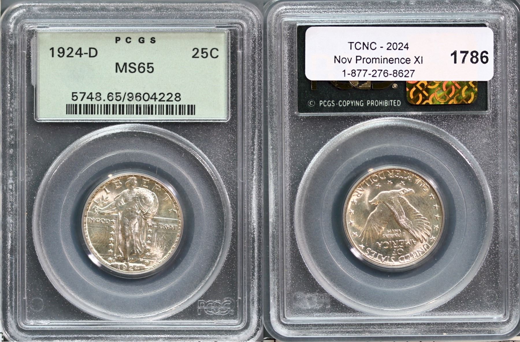 USA; 1924-D 25¢ PCGS Gem Mint State-65