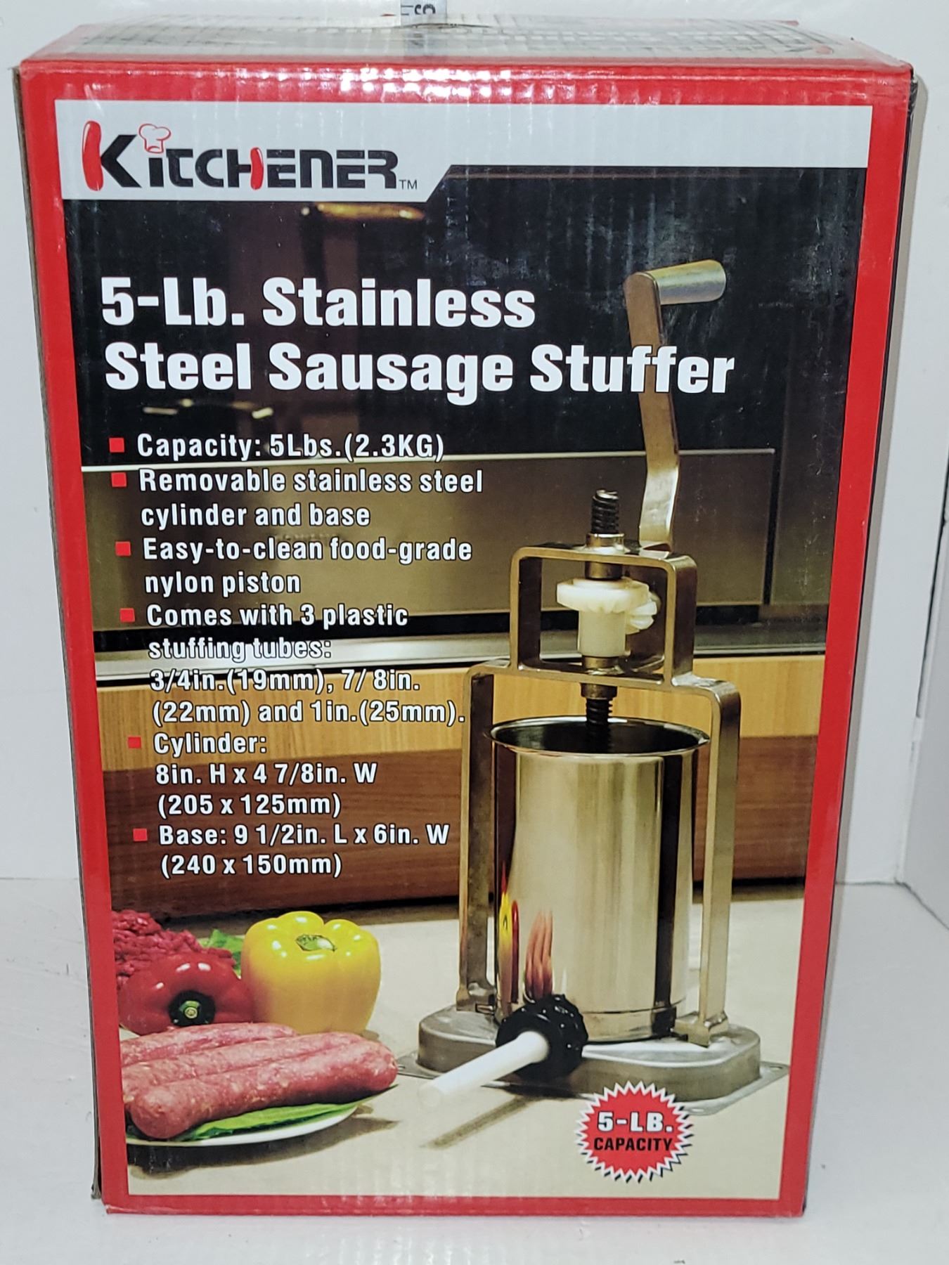 New Kitchener 5 lb Stainless Steel Sausage Stuffer
