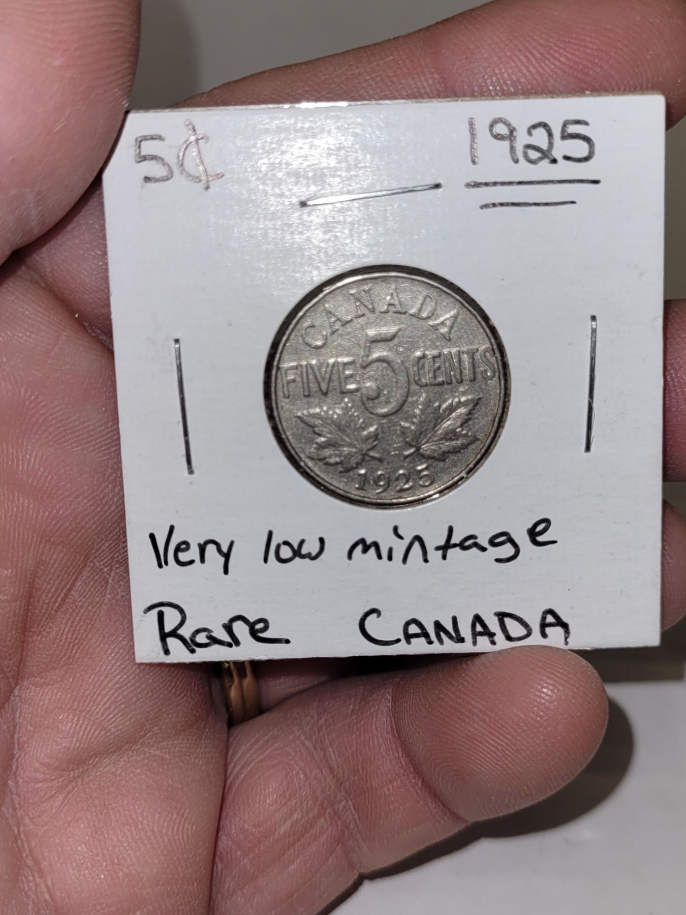 Low Mintage 1925 Canada 5 Cent Coin Key Date