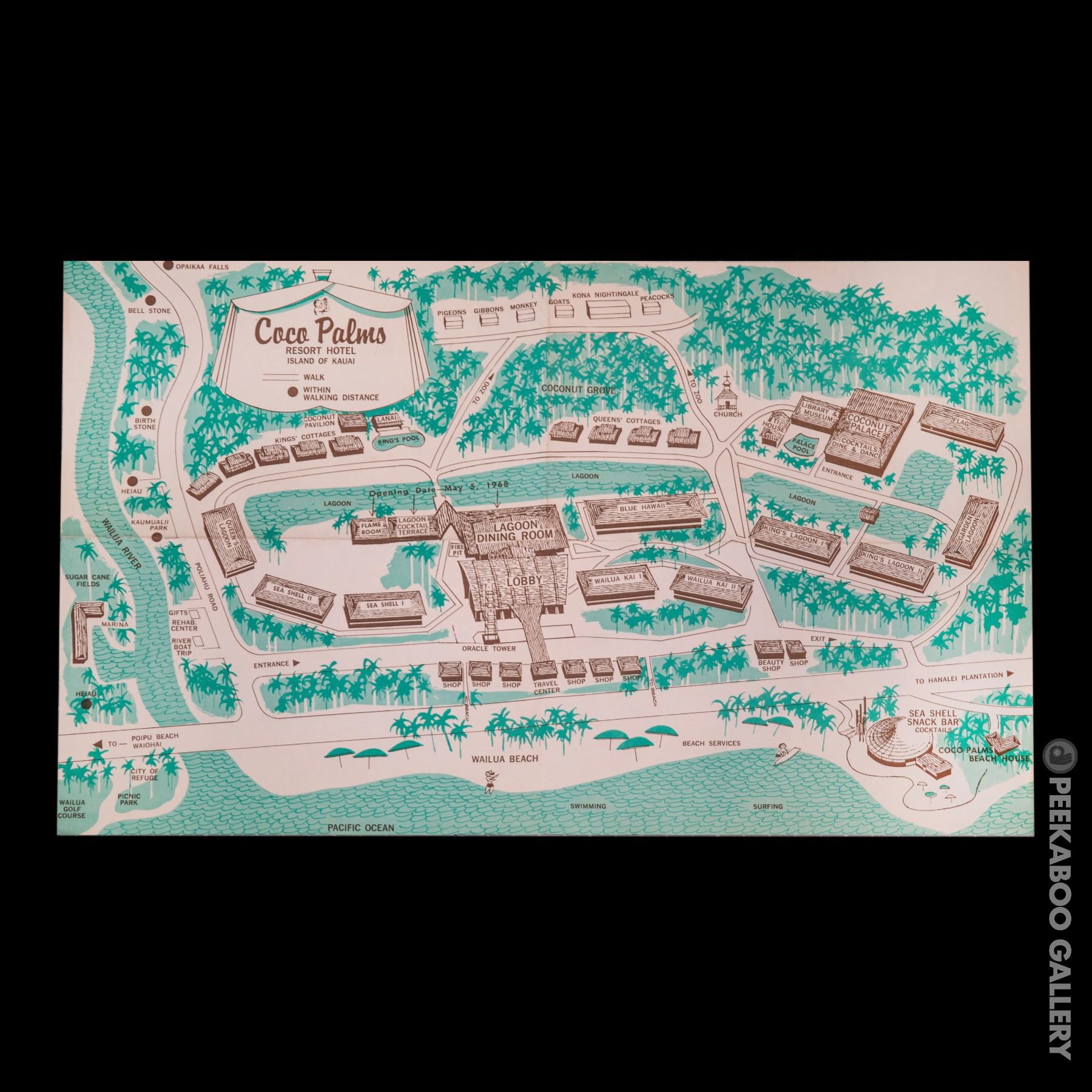 COCO PALMS RESORT HOTEL FOLDED MAP.