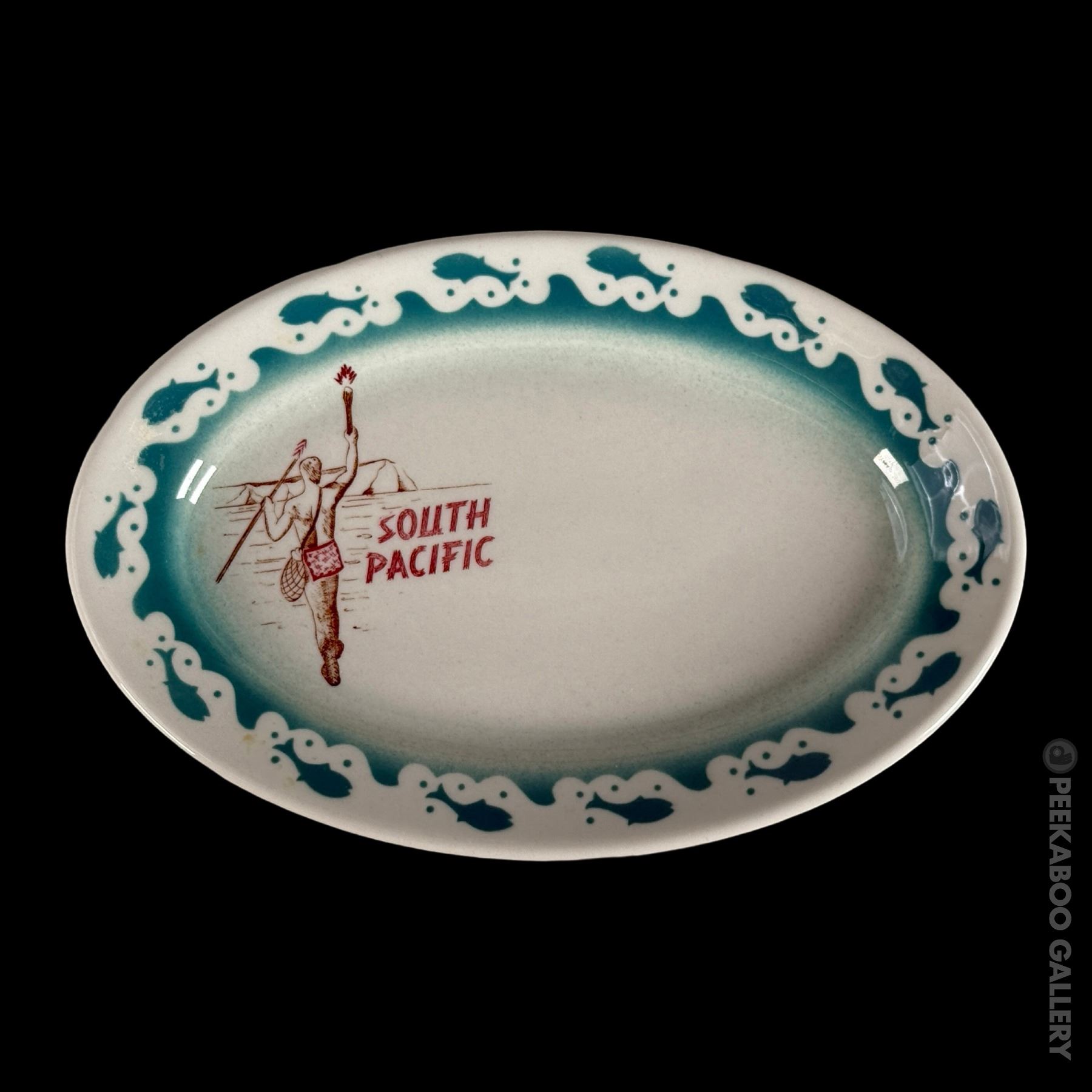 OVAL SOUTH PACIFIC SERVING PLATE BY WALLACE CHINA, LOS ANGELES.