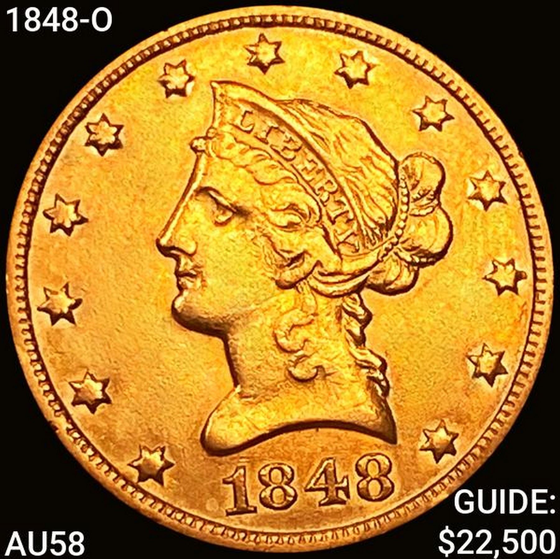 1848-O $10 Gold Eagle CHOICE AU