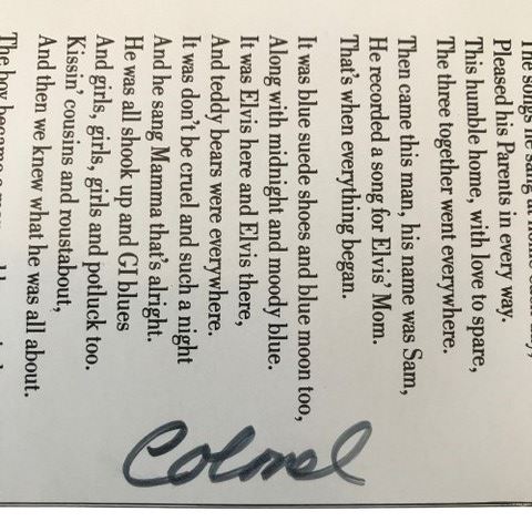 Elvis Presley Memories Poem Page/Hilton Postcard