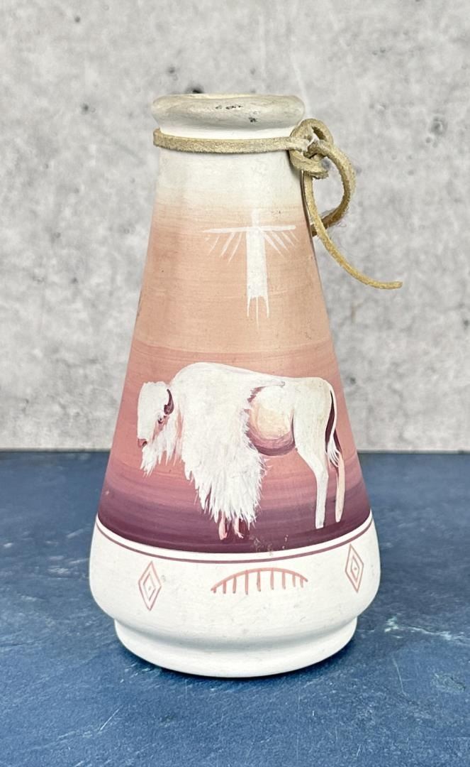 Sherry Silver Thunder Sioux White Buffalo Vase