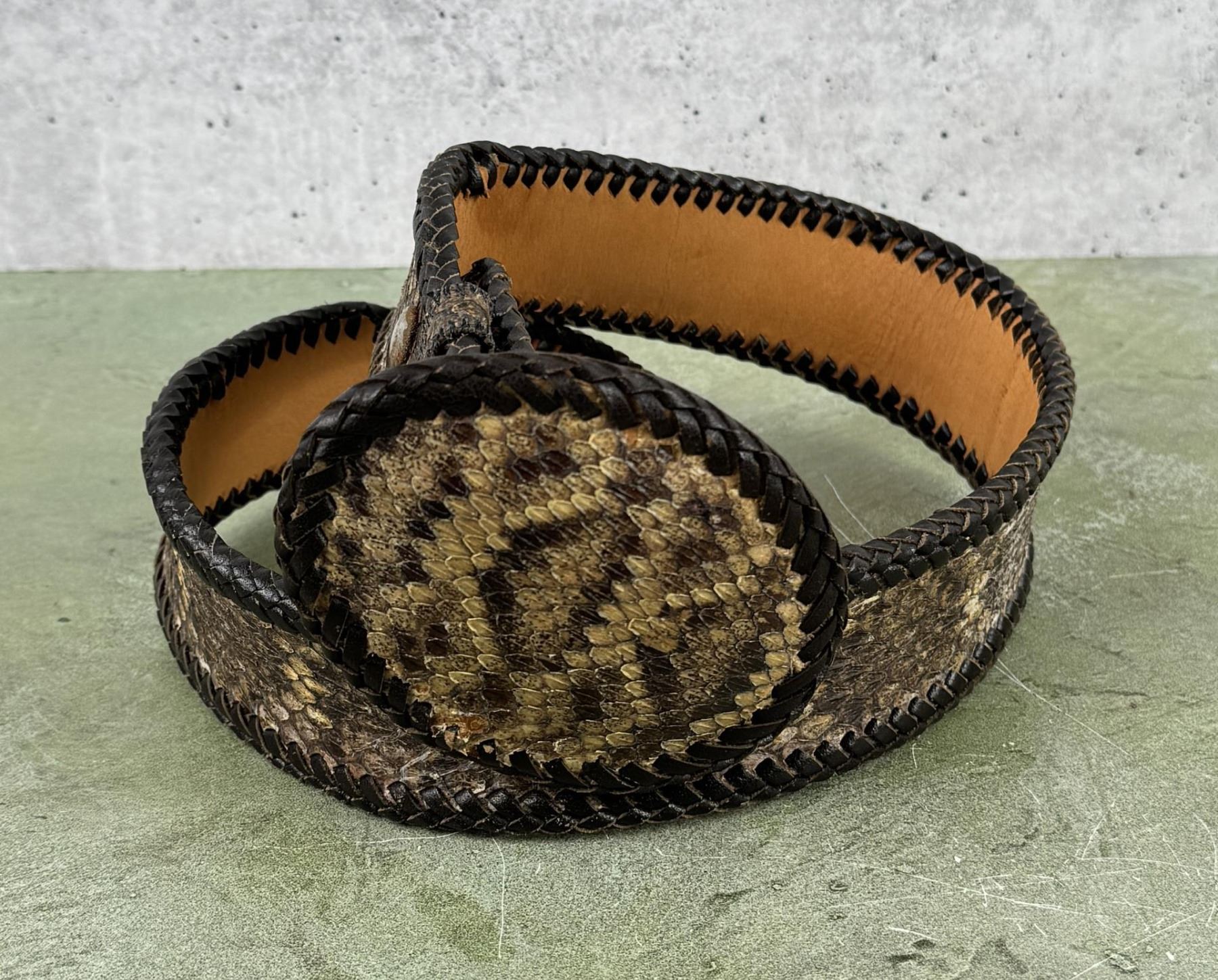Vintage Rattlesnake Leather Cowboy Belt