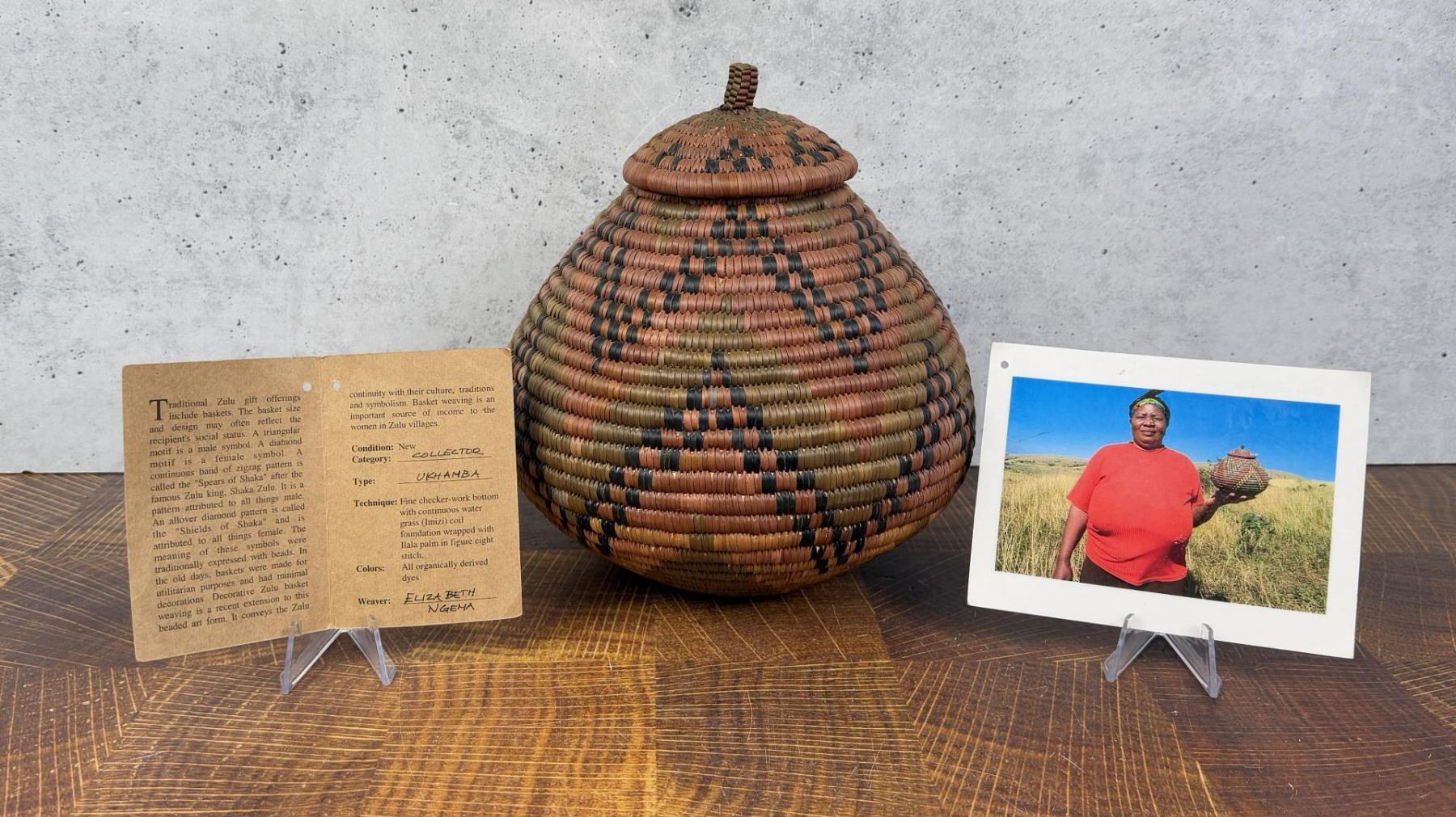 Elizabeth Ngema Zulu African Ukhamba Basket