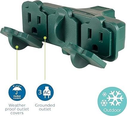 Philips 3-Outlet Extender With Covers Weatherproof Grounded Adapter 3 ...