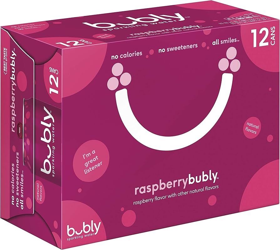 NEW 12 PACK BUBLY RASPBERRY SPARKLING WATER