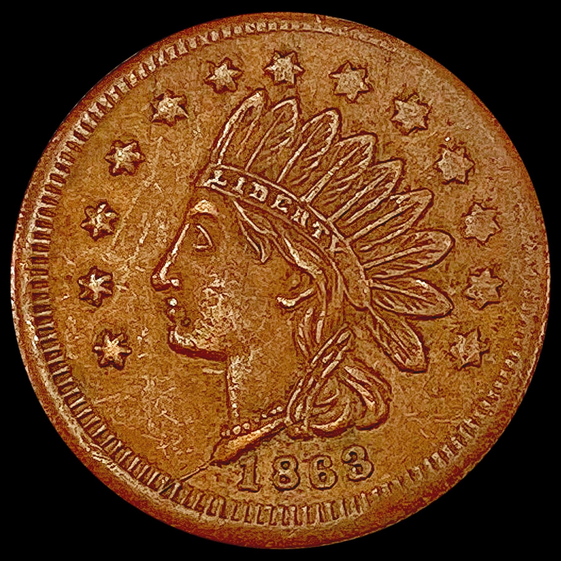 1863 Geo. Cage Grocier Coin CHOICE AU