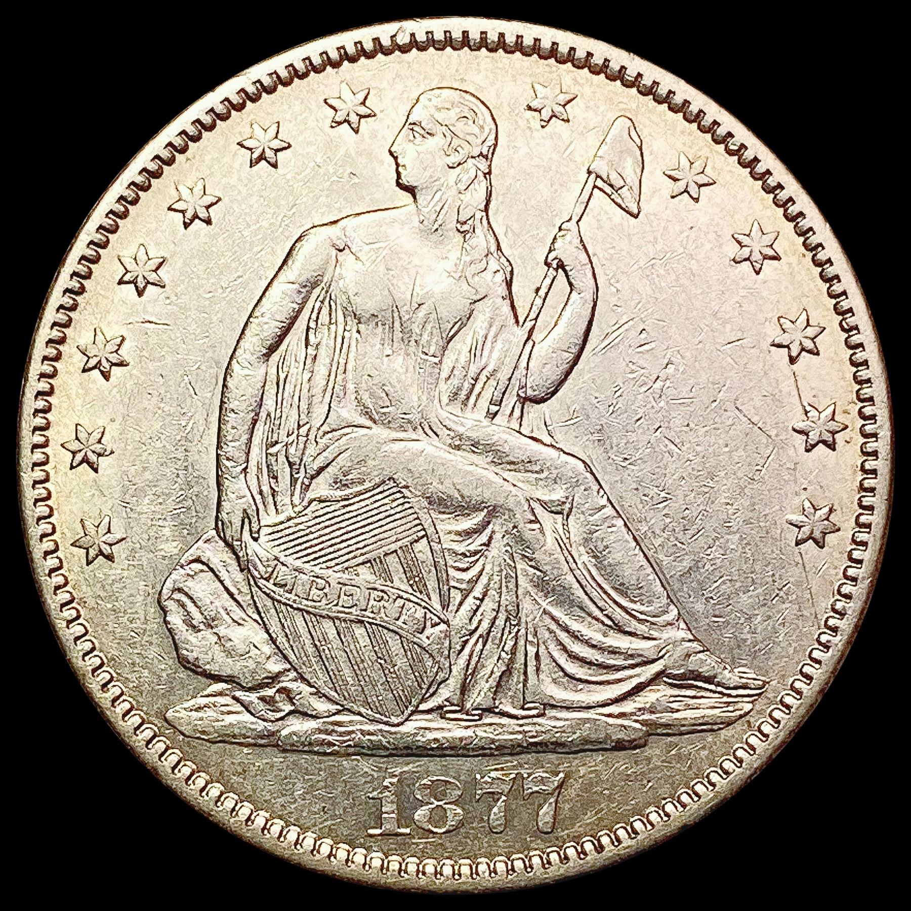 1877-CC Seated Liberty Half Dollar CHOICE AU
