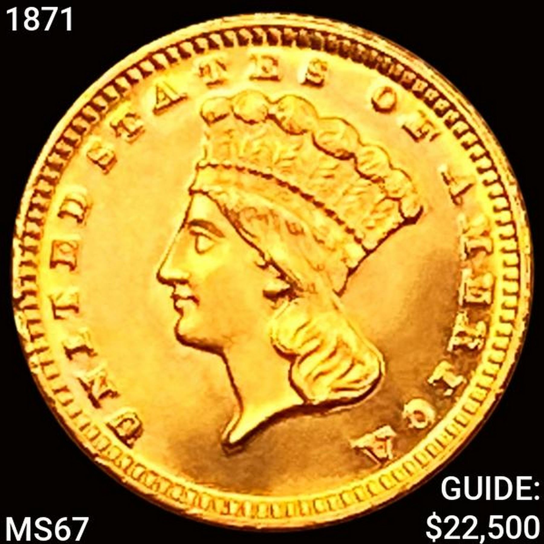 1871 Rare Gold Dollar SUPERB GEM BU