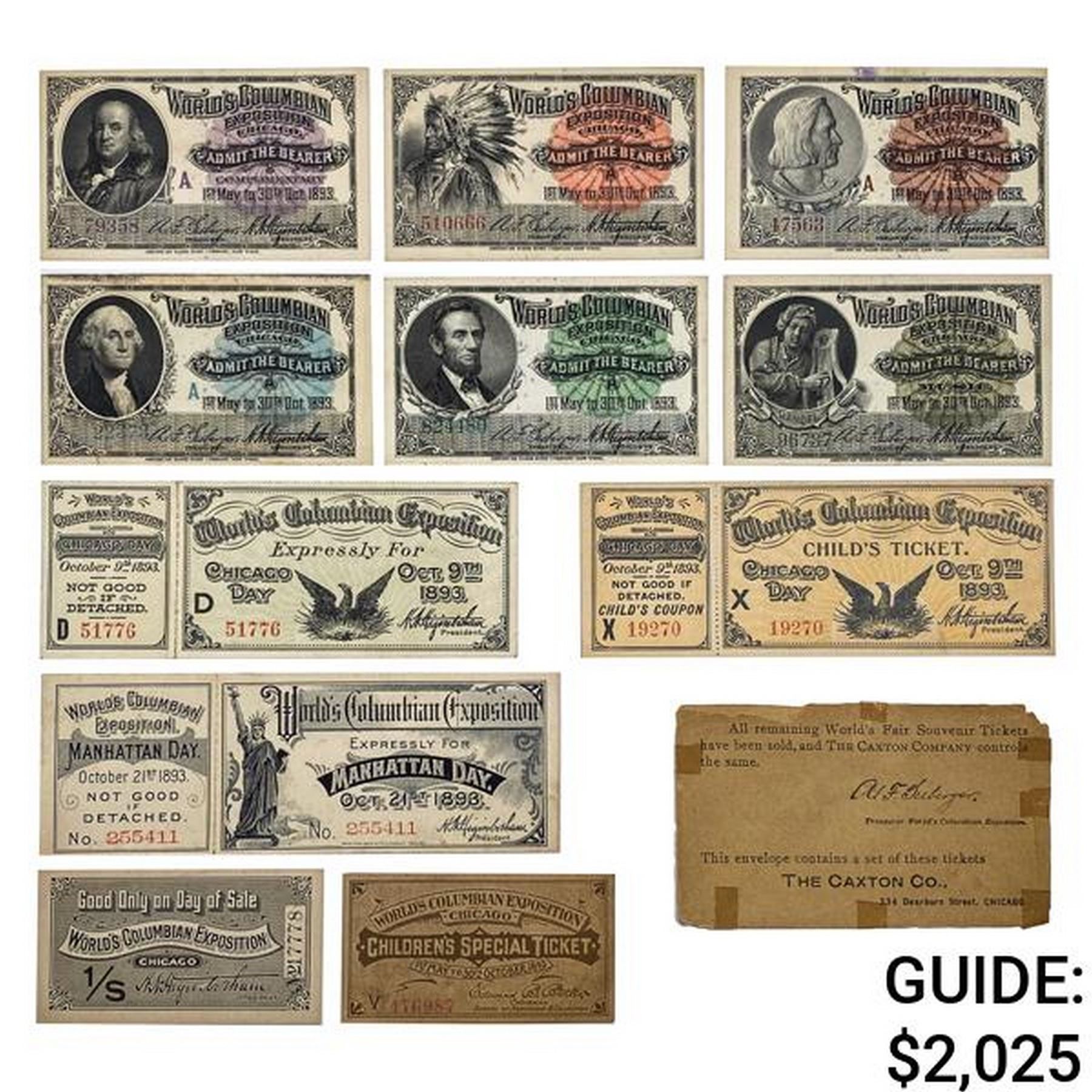 COMPLETE SET (12) WORLDS COLUMBIAN EXPO TICKETS