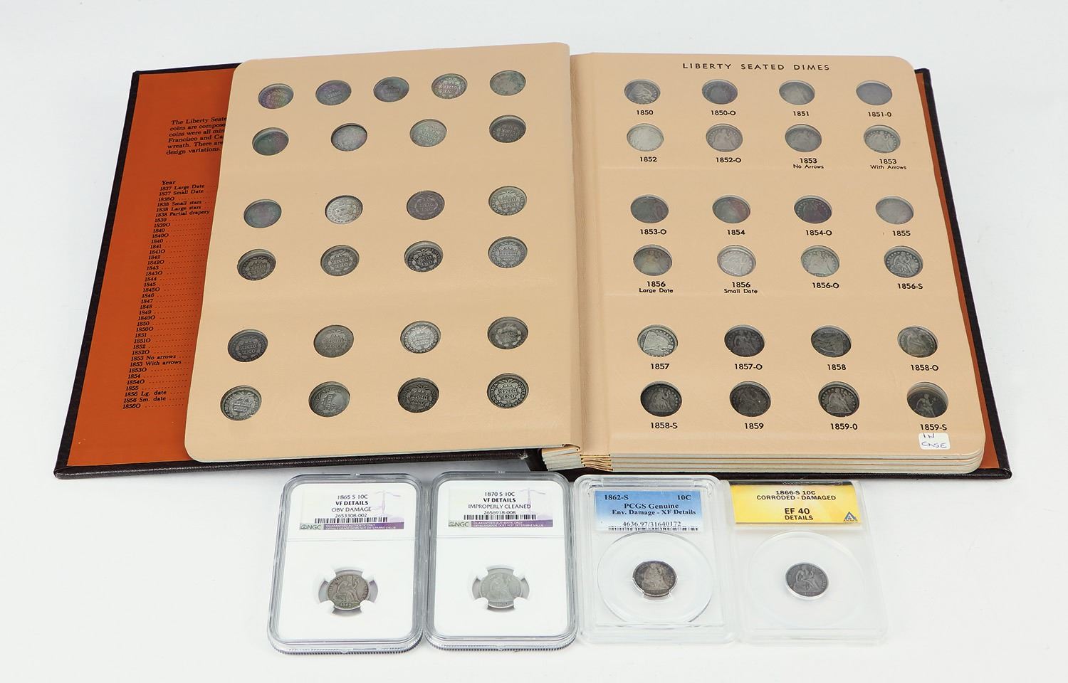 Liberty Seated Dime Collection, 1837-1891,