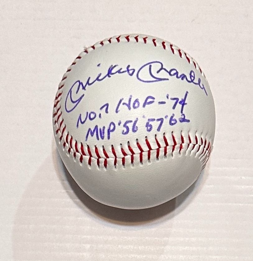 Mickey Mantle Autographed Stat Baseball RARE