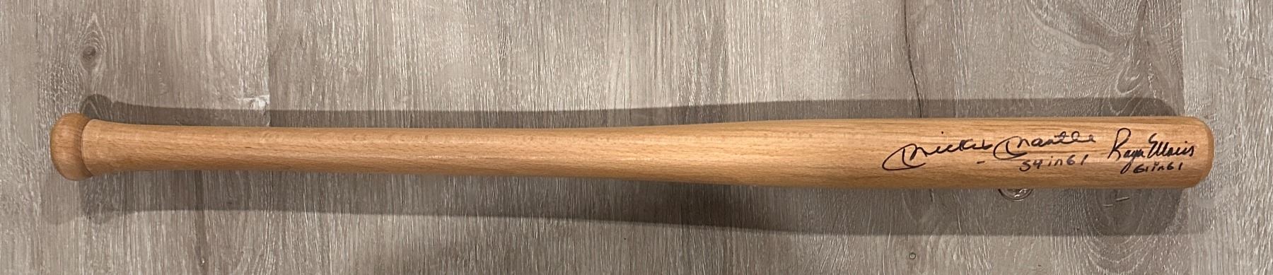 Roger Maris Mickey Mantle Autographed Baseball Bat HR TOTALS FROM 1961