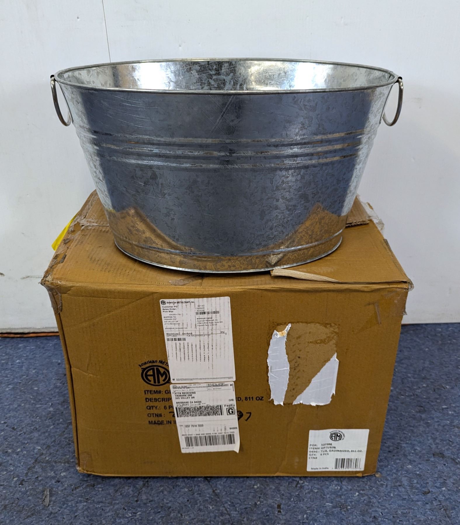 811oz Oval Galvanized Metal Tubs - Lot of 6 (1 Case) | MR1-1
