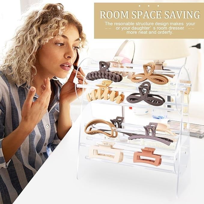 Snowstar Acrylic Claw Clip Organizer Holder360-Degree Rotating Claw ...