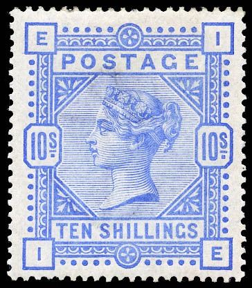 Great Britain, 1884, Queen Victoria, 10s ultramarine on white paper ...