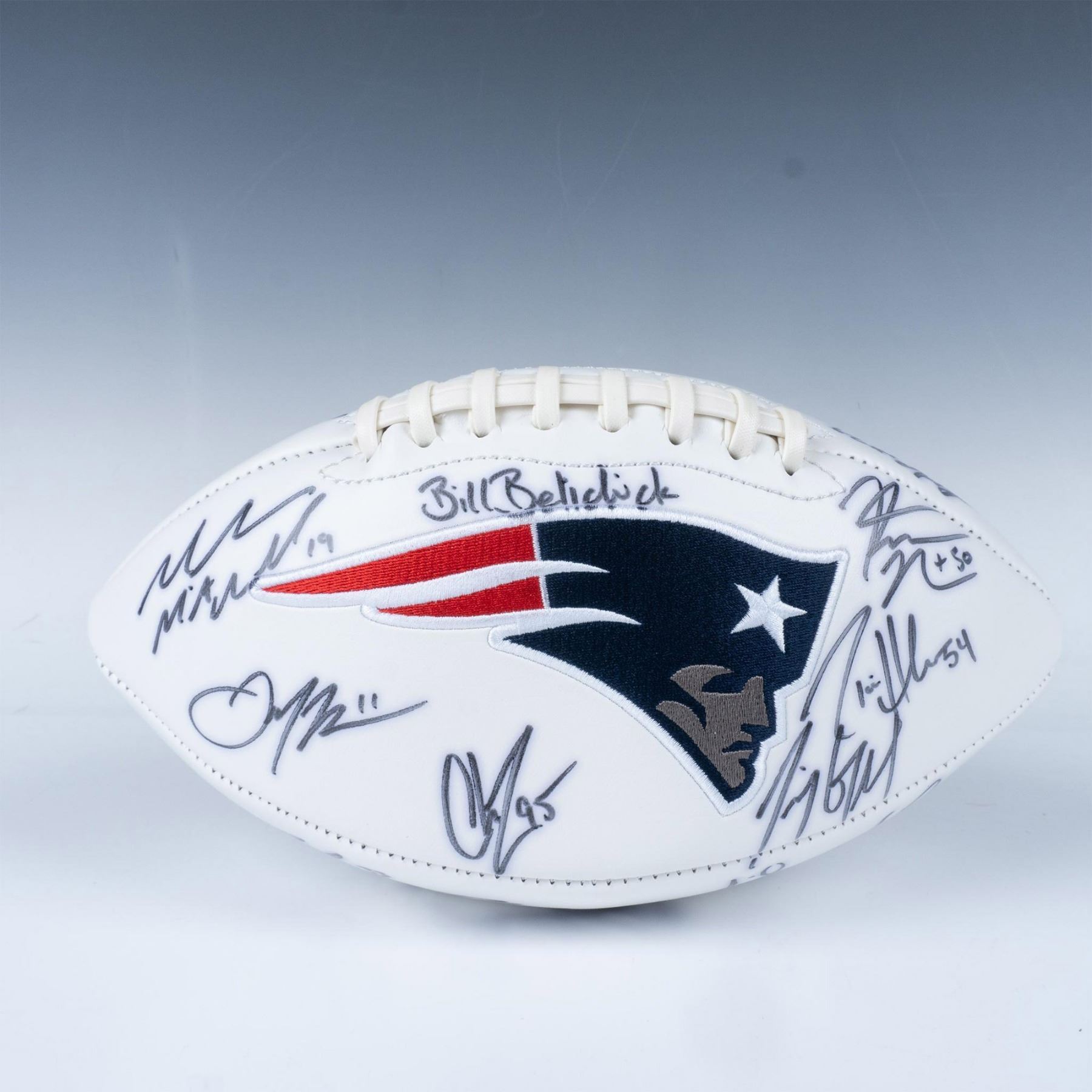 New England Patriots Multi Signed Logo Football