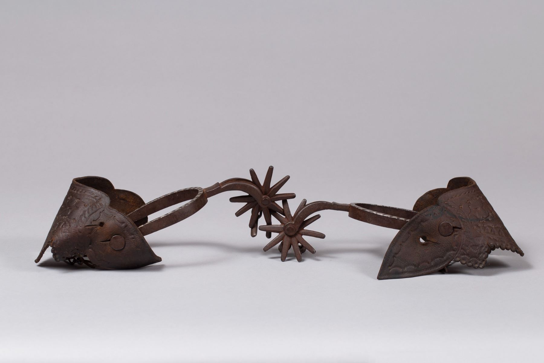 Spanish style single mounted Spurs with Jingle Bobs Marked “Baca, Santa ...