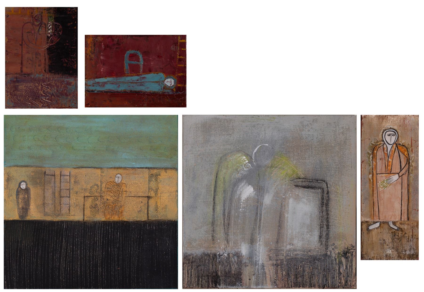 Five paintings, Sheila Mahoney Keefe, Chimayo New Mexico. Gold w/1 ...
