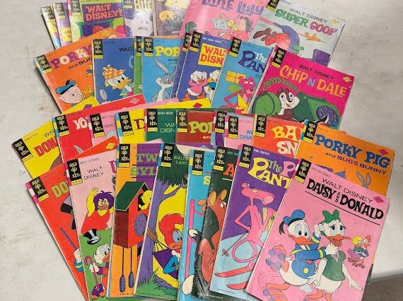 Gold, key comics, Popeye, pink Panther, porky, pig, Chippendale, and more