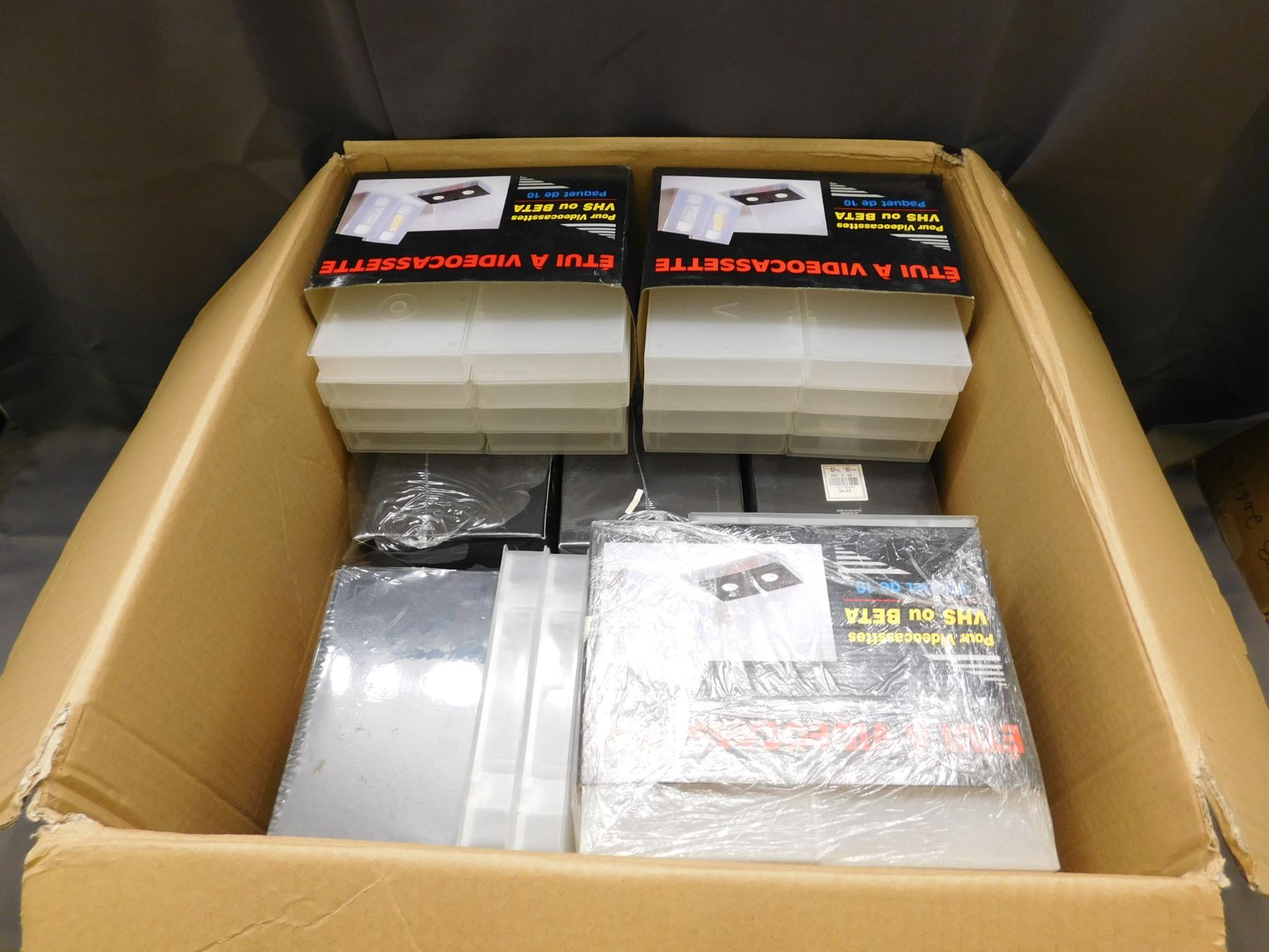 Large Box FULL of VHS Clamshell Clear Plastic Protector Cases