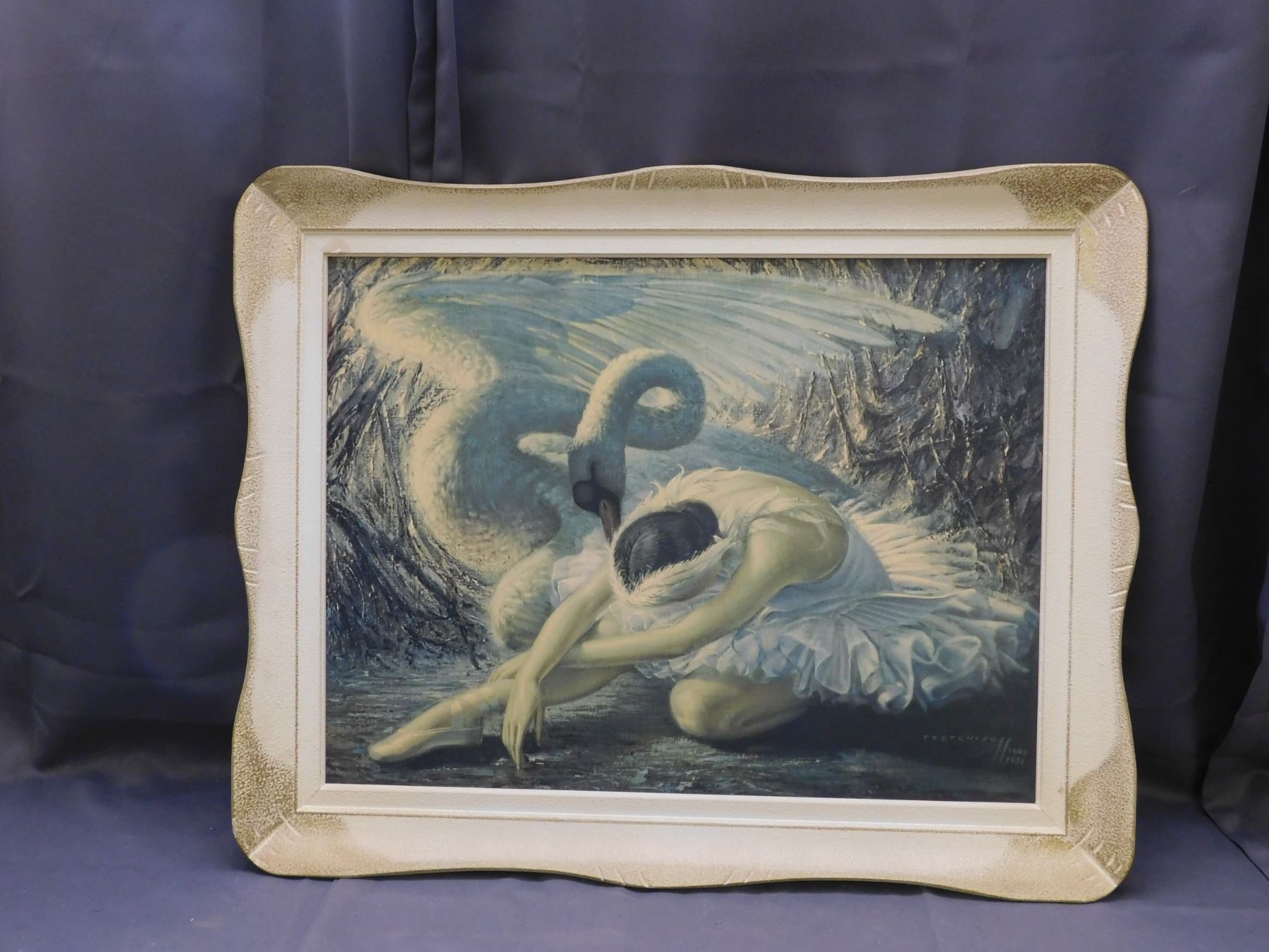 Vladimir Tretchikoff Vintage Art Print "The Dying Swan" Ornately Framed