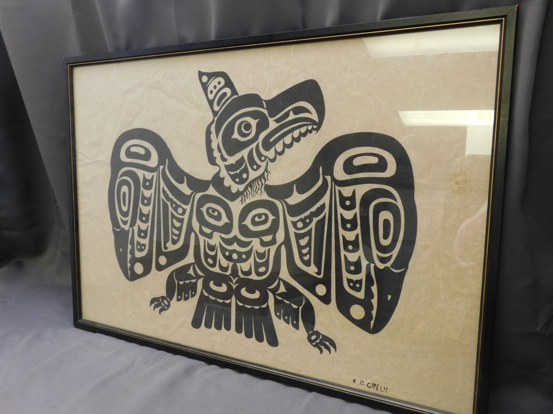 C.B. Greul Original Indigenous Haida Art Rice Paper Woodblock? Ink Print