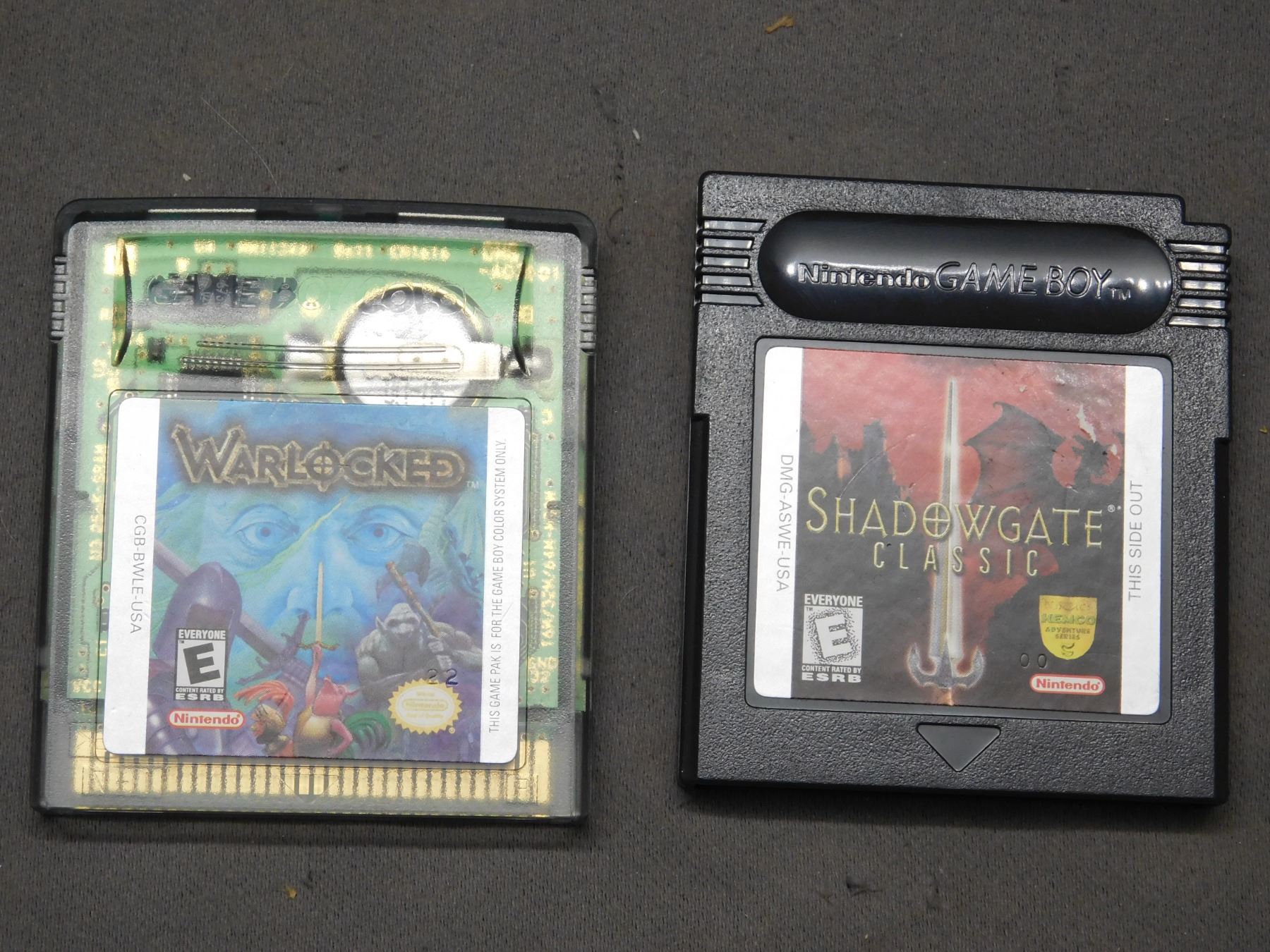 Lot of 2 Nintendo Gameboy Games Warlocked GB Color & Shadowgate Classic